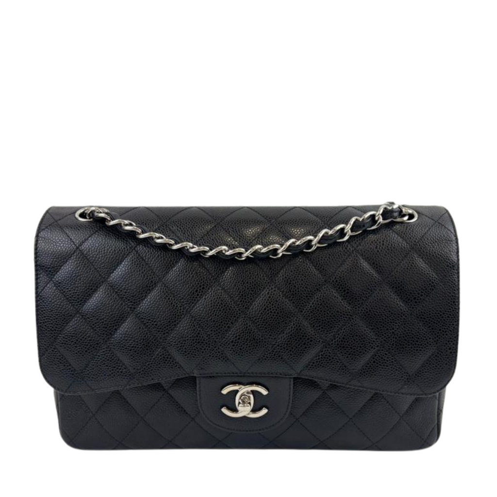 Classic Jumbo Flap Bag Black Caviar SHW – Glampot