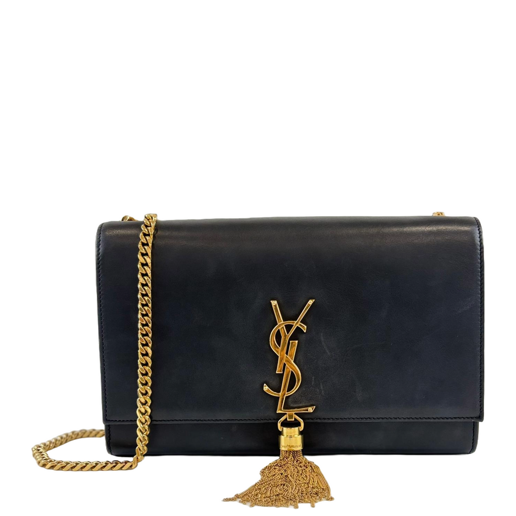 Kate Medium Tassel in Smooth Black Leather GHW – Glampot