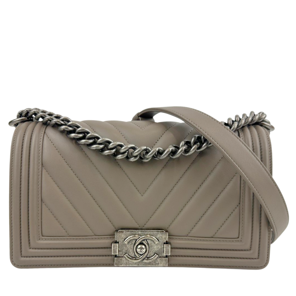 Le Boy Chevron Lambskin Grey RHW – Glampot