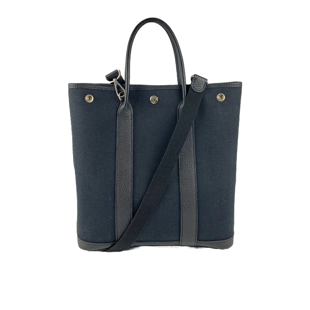 Hermès Garden File Tote 28 Black Canvas & Leather | Used | Glampot